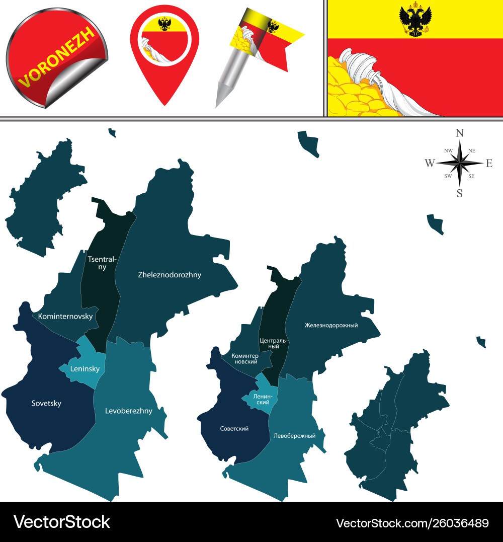 Map voronezh with districts Royalty Free Vector Image