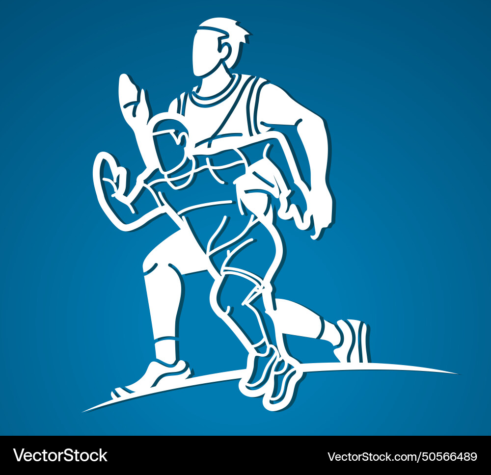 Men running mix action speed movement marathon Vector Image
