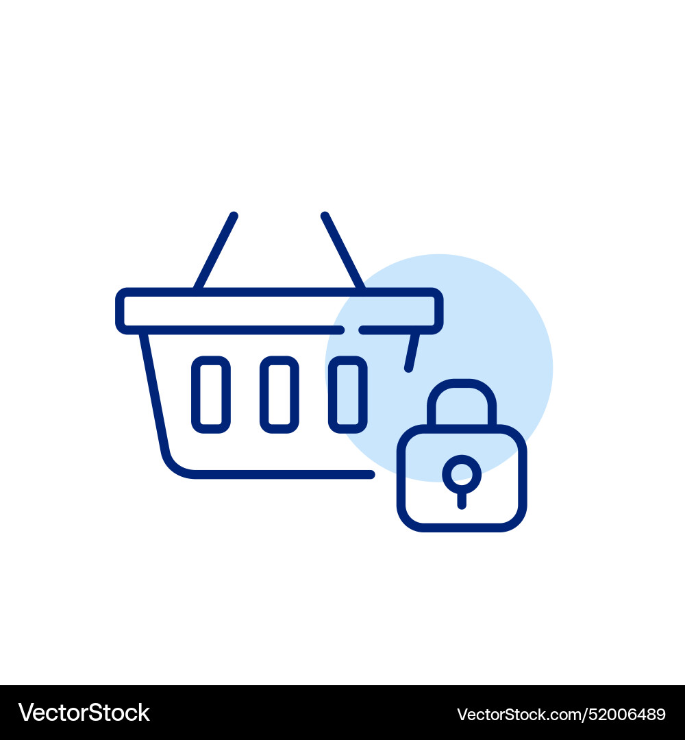 Shopping basket and lock secure e-commerce Vector Image