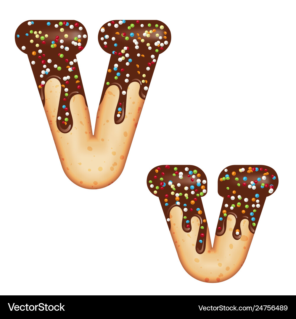 Tempting typography font design 3d donut letter v Vector Image