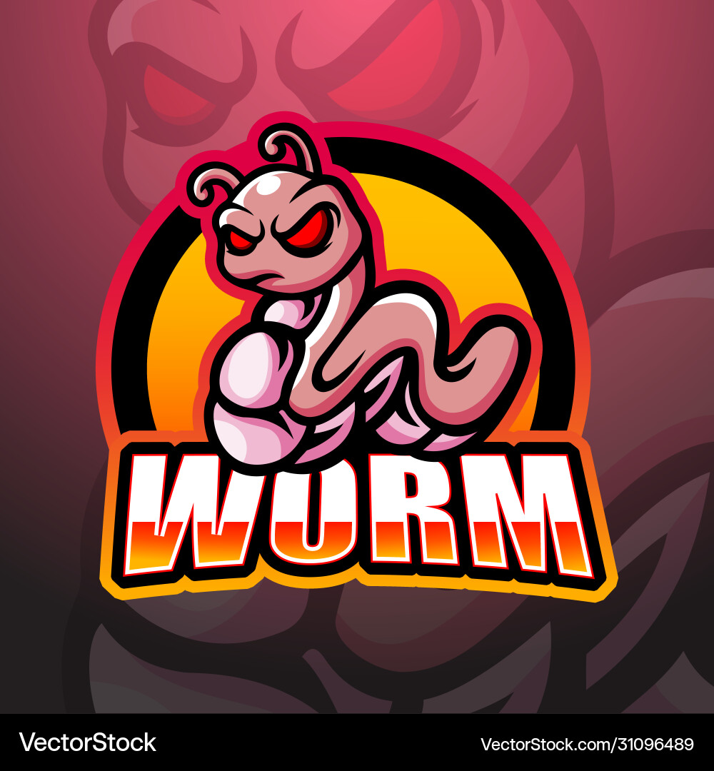 Worm mascot esport logo design Royalty Free Vector Image