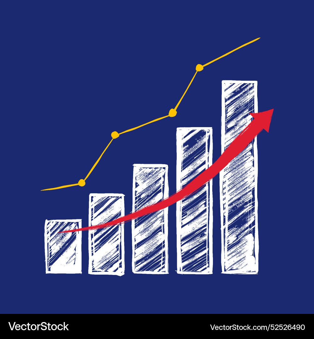 A bar graph that ascends in height from the left Vector Image