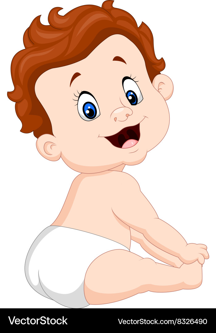 Cartoon cute baby sitting Royalty Free Vector Image