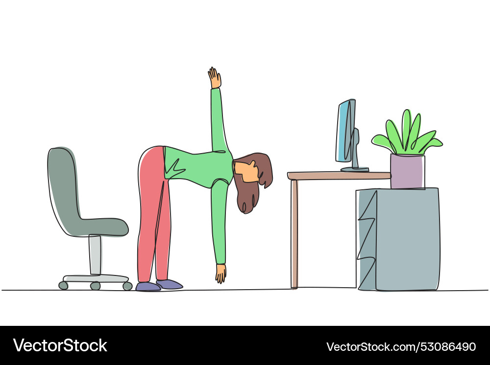 Continuous one line drawing woman stands Vector Image