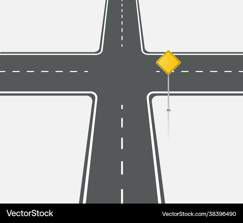 Crossroads view flat intersection Royalty Free Vector Image