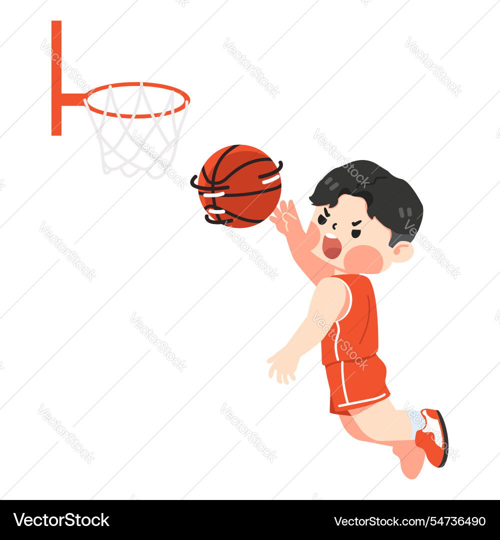 Cute cartoon basketball player dunking Royalty Free Vector