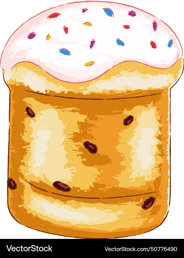 Easter cake with white icing and raisins Vector Image