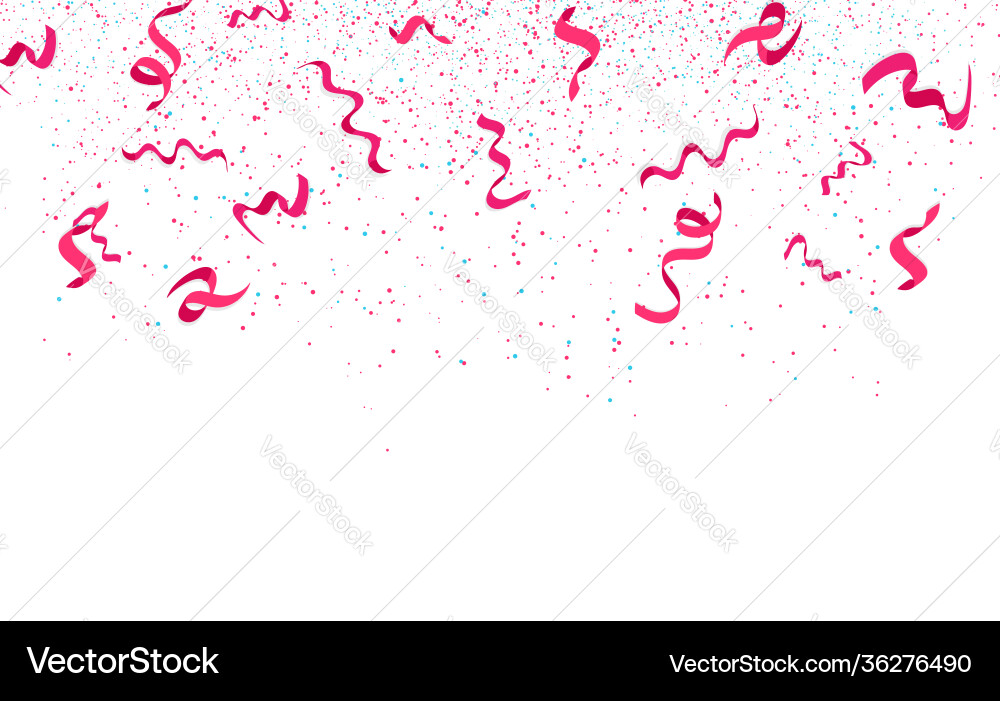 Pink ribbons confetti with scatter ink spots Vector Image