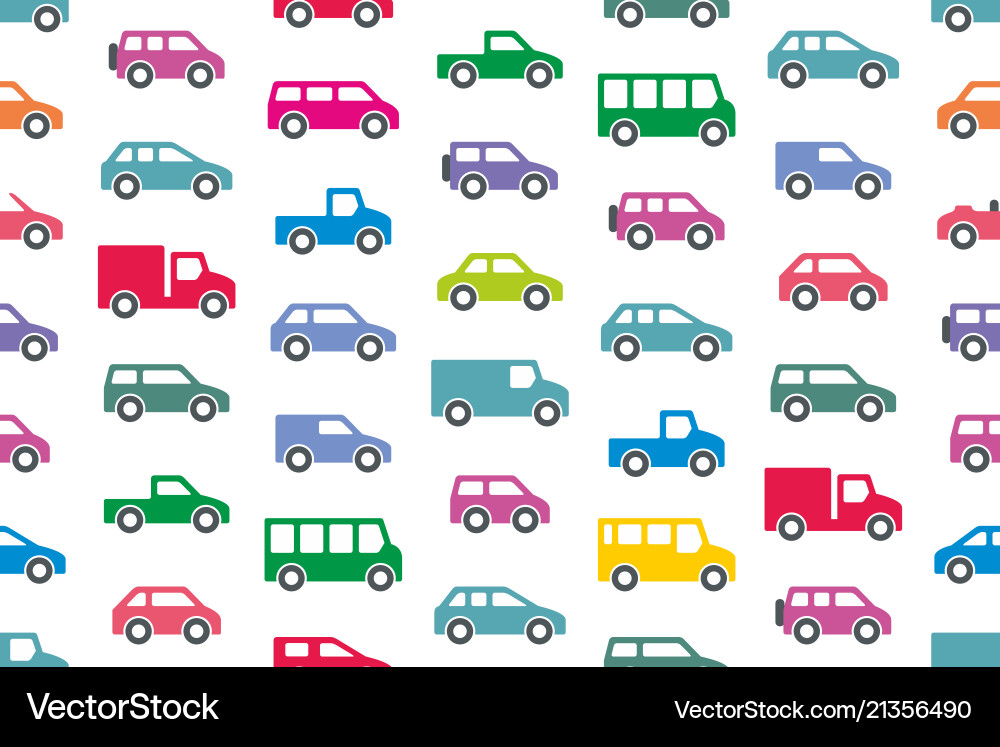 Seamless pattern with cars and trucks Royalty Free Vector