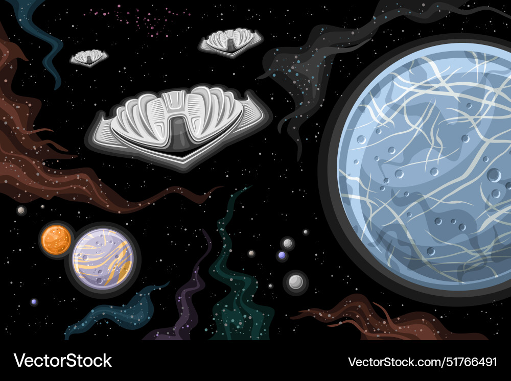 Card with alien spaceship armada Royalty Free Vector Image