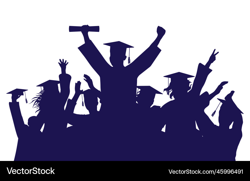 Cheerful graduate students with diploma Royalty Free Vector