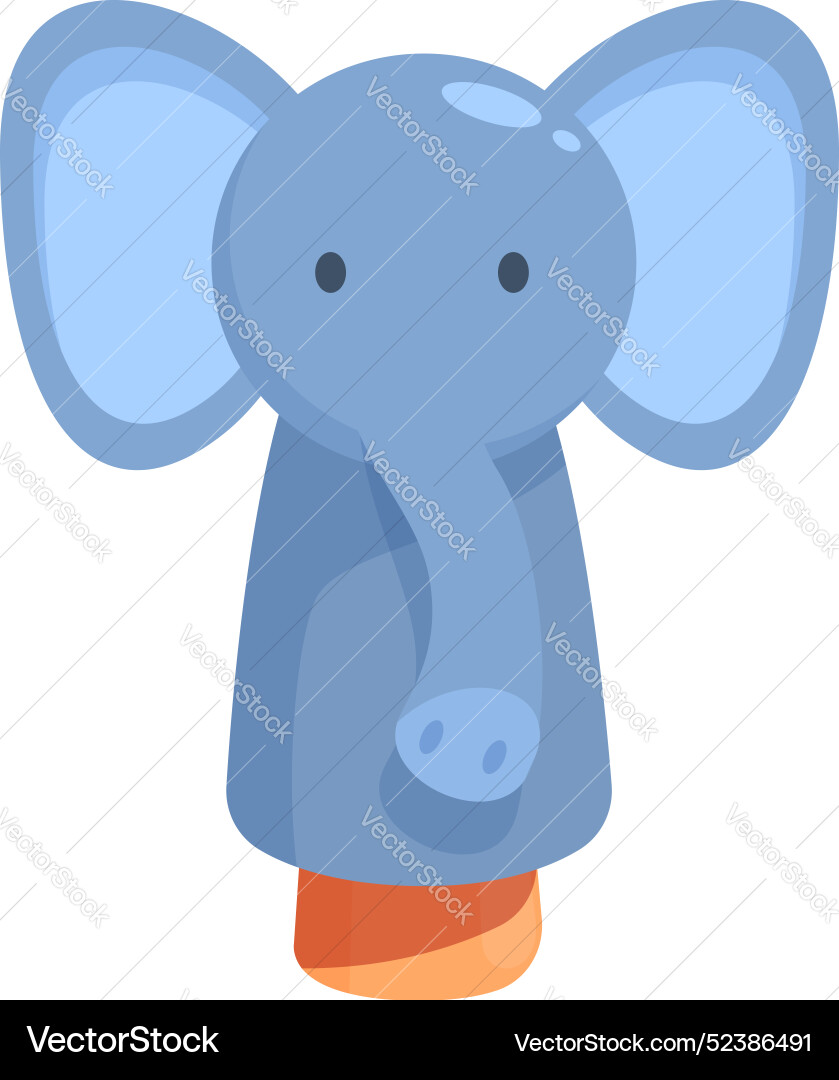 Cute blue elephant puppet standing on wooden base Vector Image