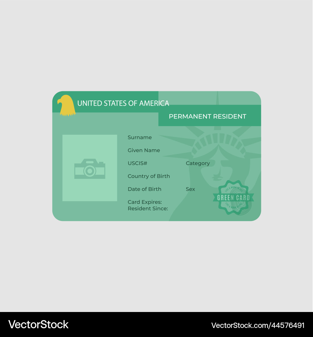 Green Card Template - Flat Illustration Royalty Free Vector