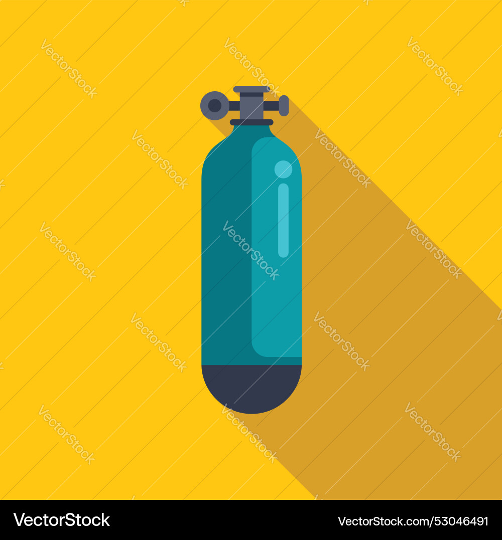 Green oxygen cylinder for diving with long shadow Vector Image