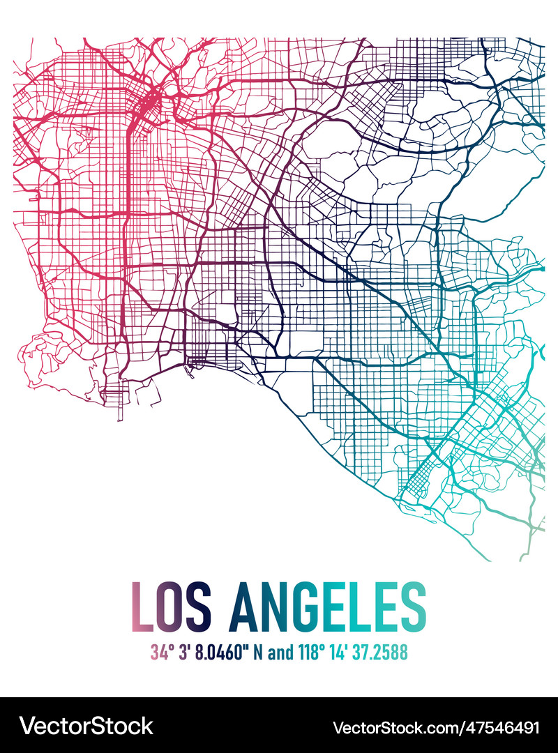 Los angels poster map Lizenzfreies Vektorbild