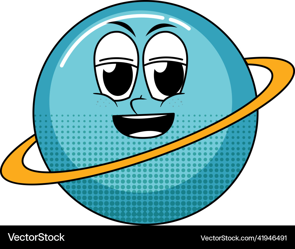 Saturn cartoon character on white background Vector Image