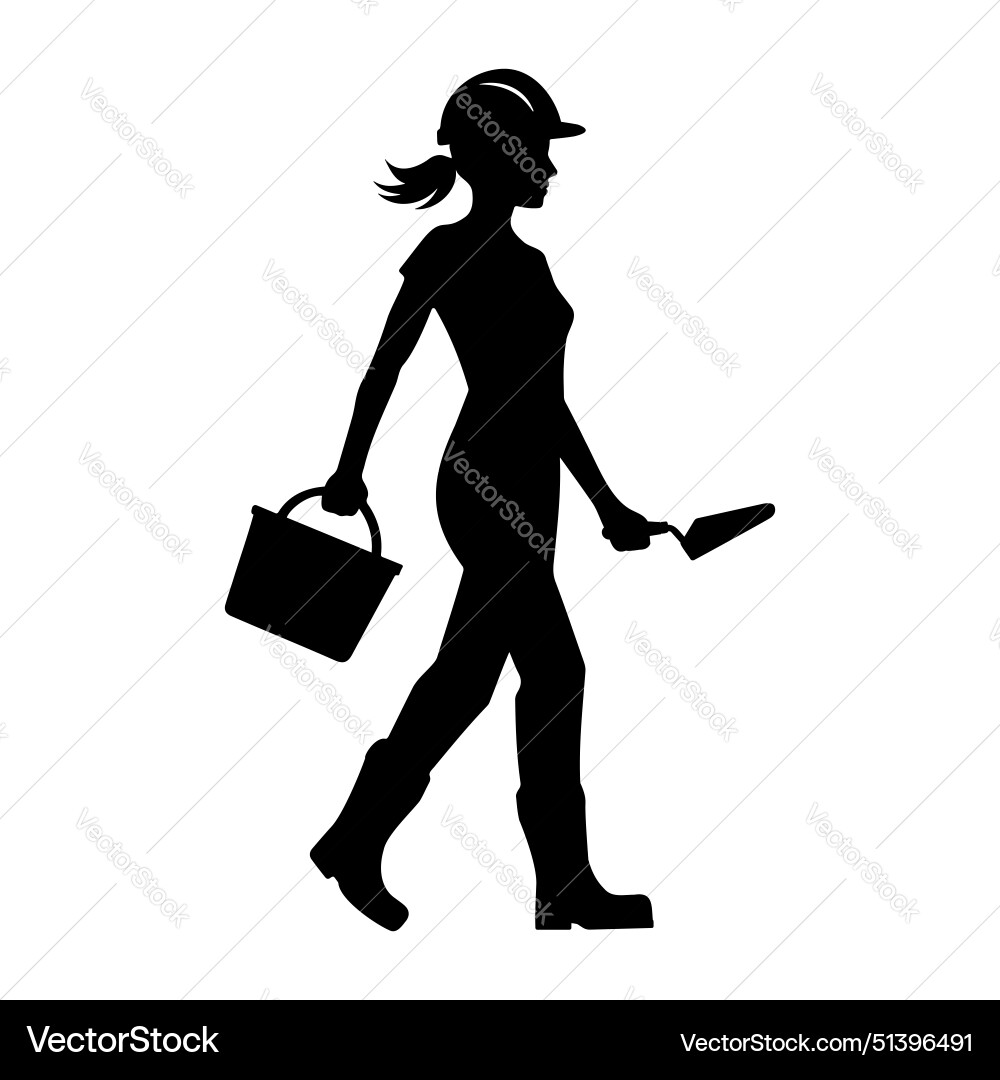 Silhouette of a female construction worker Vector Image