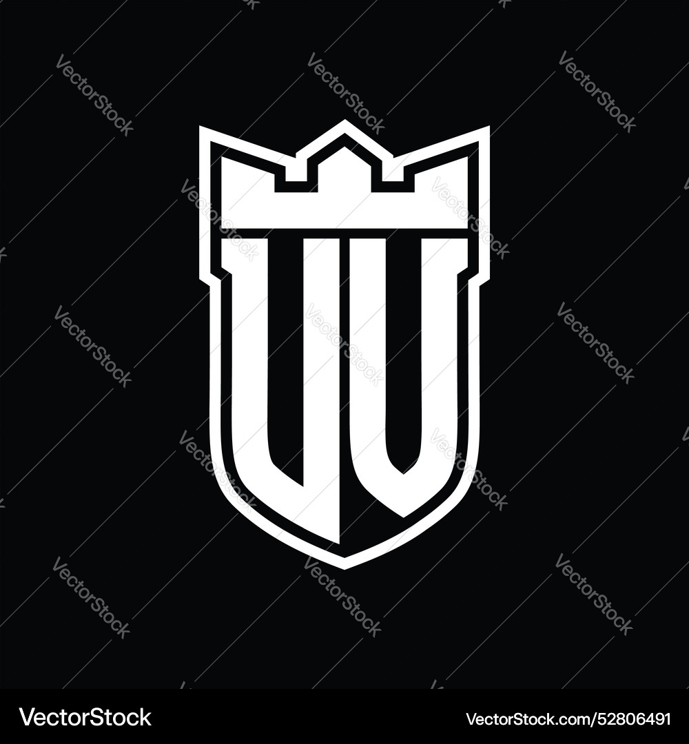 Uv logo shield shape with geometric crown inside Vector Image