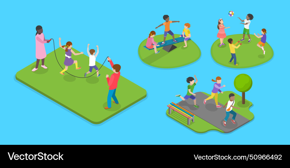 3d isometric flat of children Royalty Free Vector Image