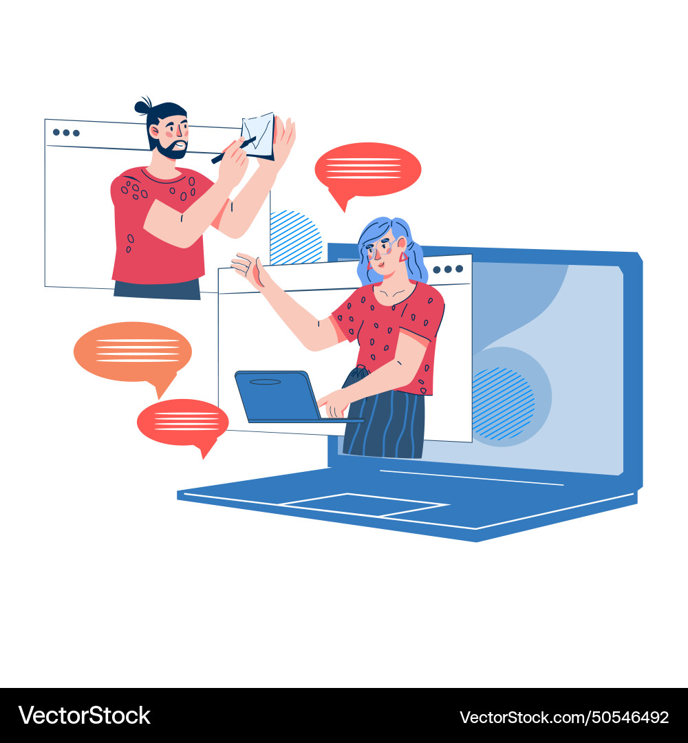 Business team virtual meeting and group video Vector Image