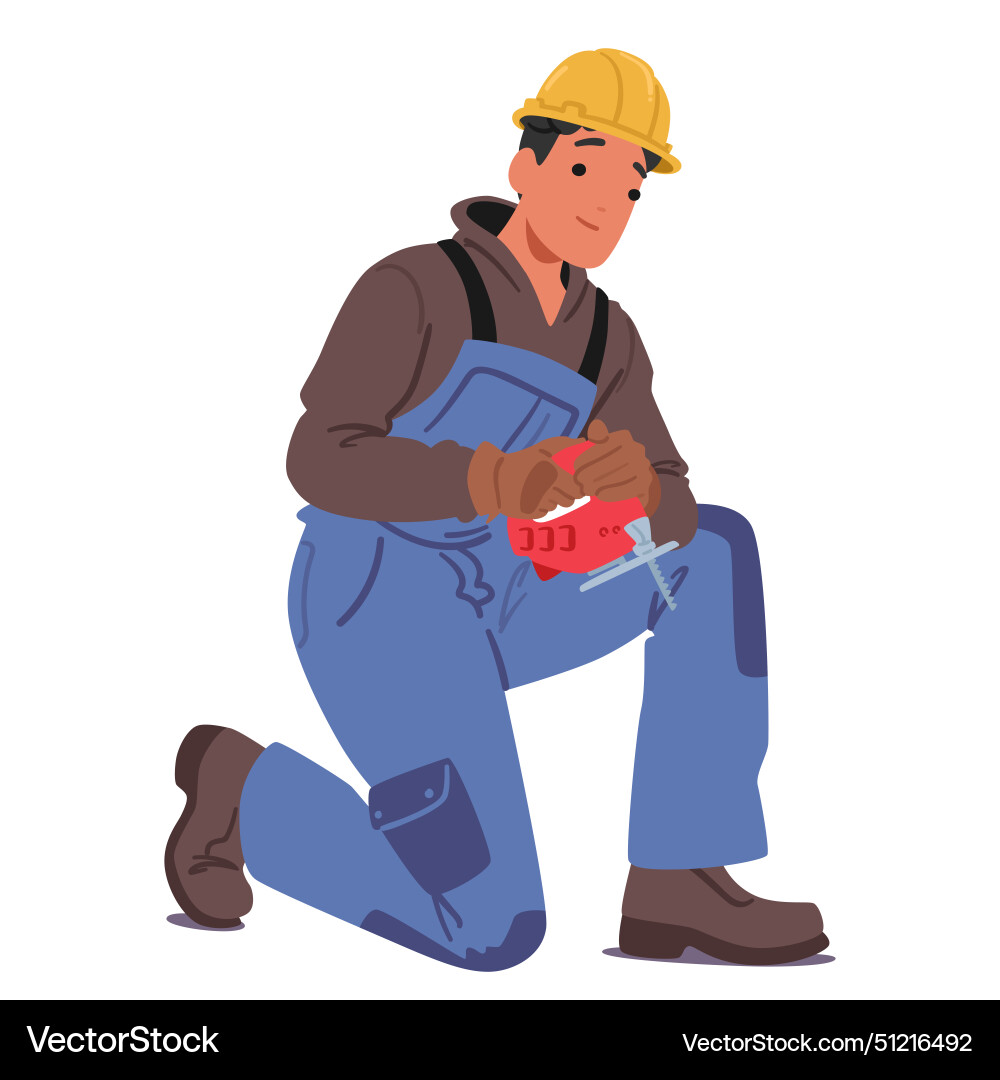 Construction worker male character wearing Vector Image