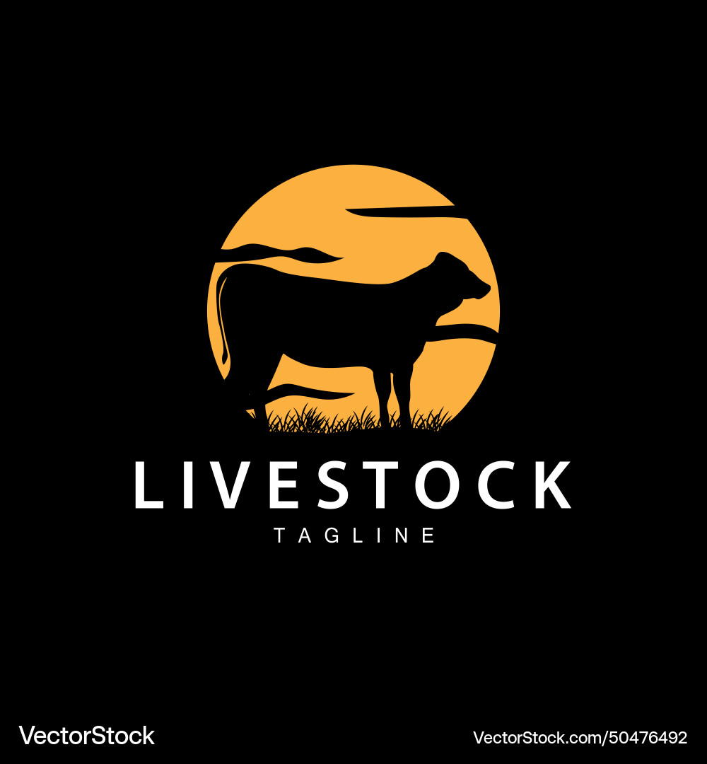 Cow logo cattle farm silhouette simple Royalty Free Vector