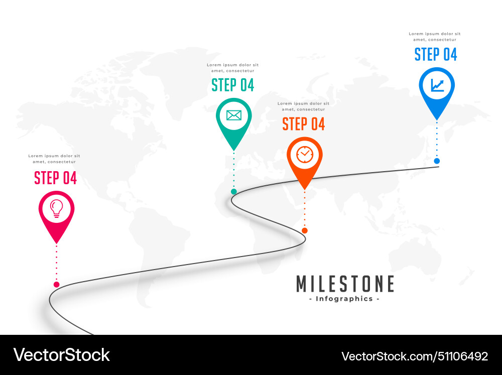Eye-catching four step infographic milestone Vector Image