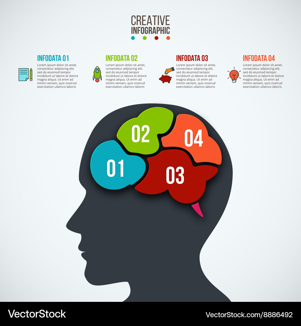 Infographics template with head and brain Vector Image