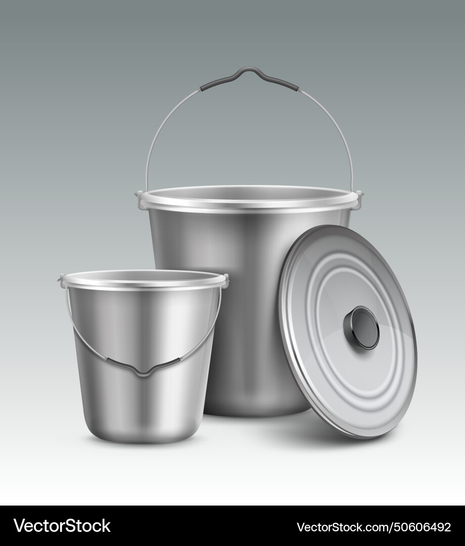 Metal buckets Royalty Free Vector Image - VectorStock
