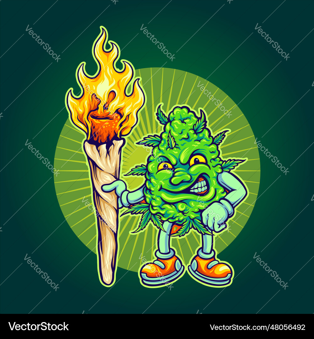 Psychedelic Cannabis Monster Royalty Free Vector Image