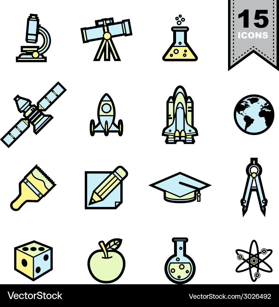 Science icons set eps 10 Royalty Free Vector Image