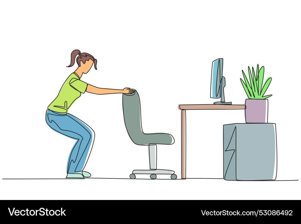 Single continuous line drawing woman stands Vector Image