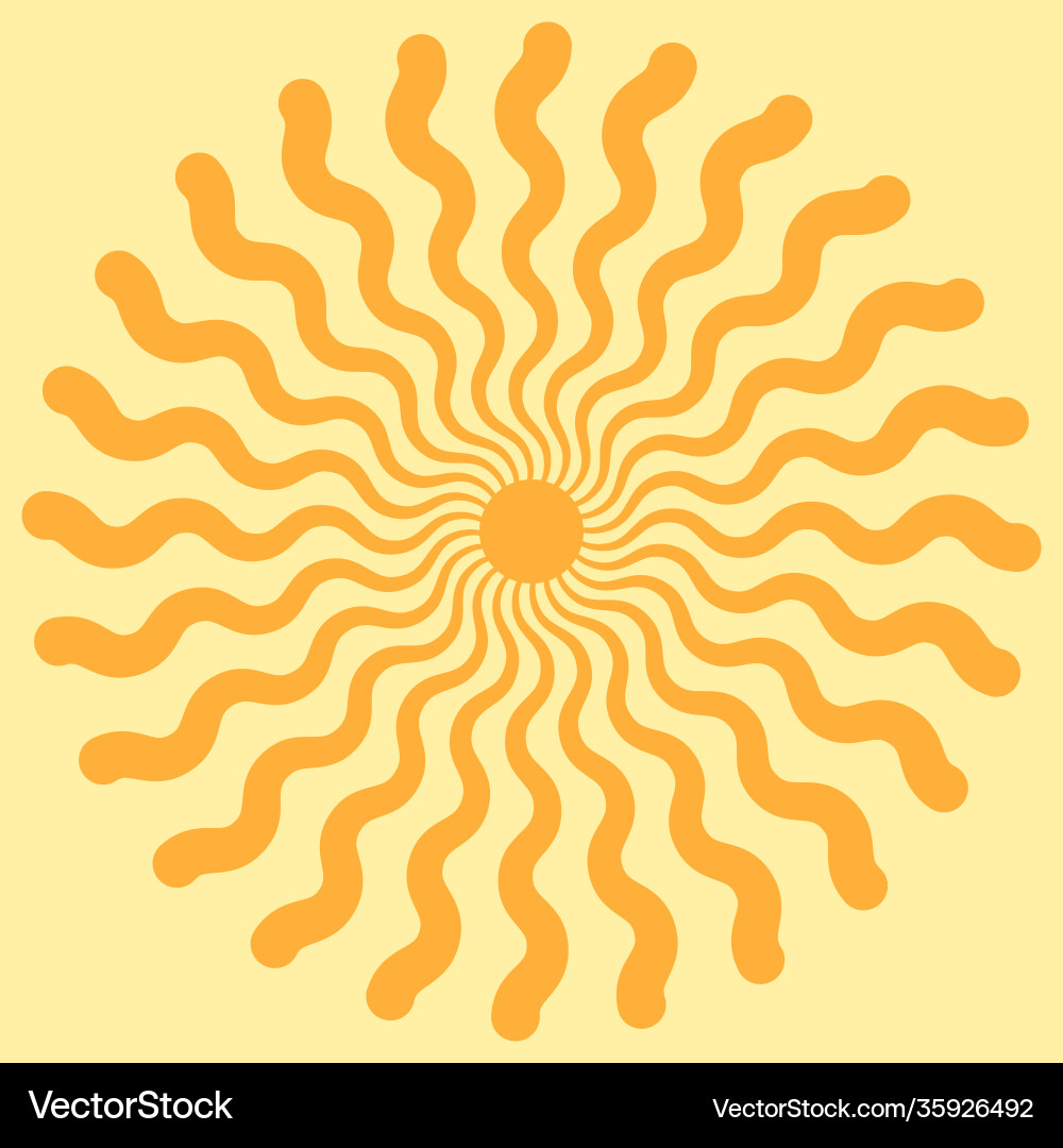 Sunny Wavy Rays Sun Royalty Free Vector Image - VectorStock