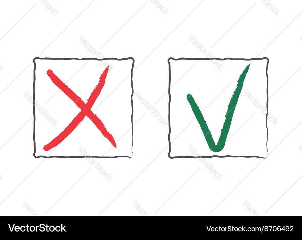 Tick and cross 1 Royalty Free Vector Image - VectorStock