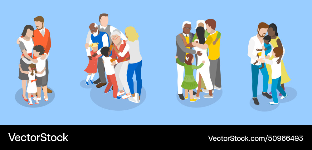 3d isometric flat of family Royalty Free Vector Image