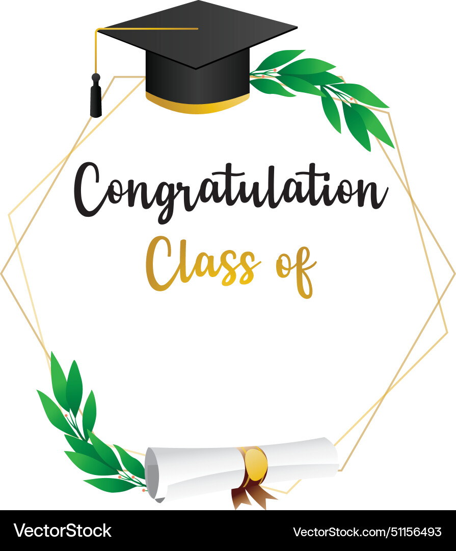 A graduation cap and diploma are displayed Vector Image