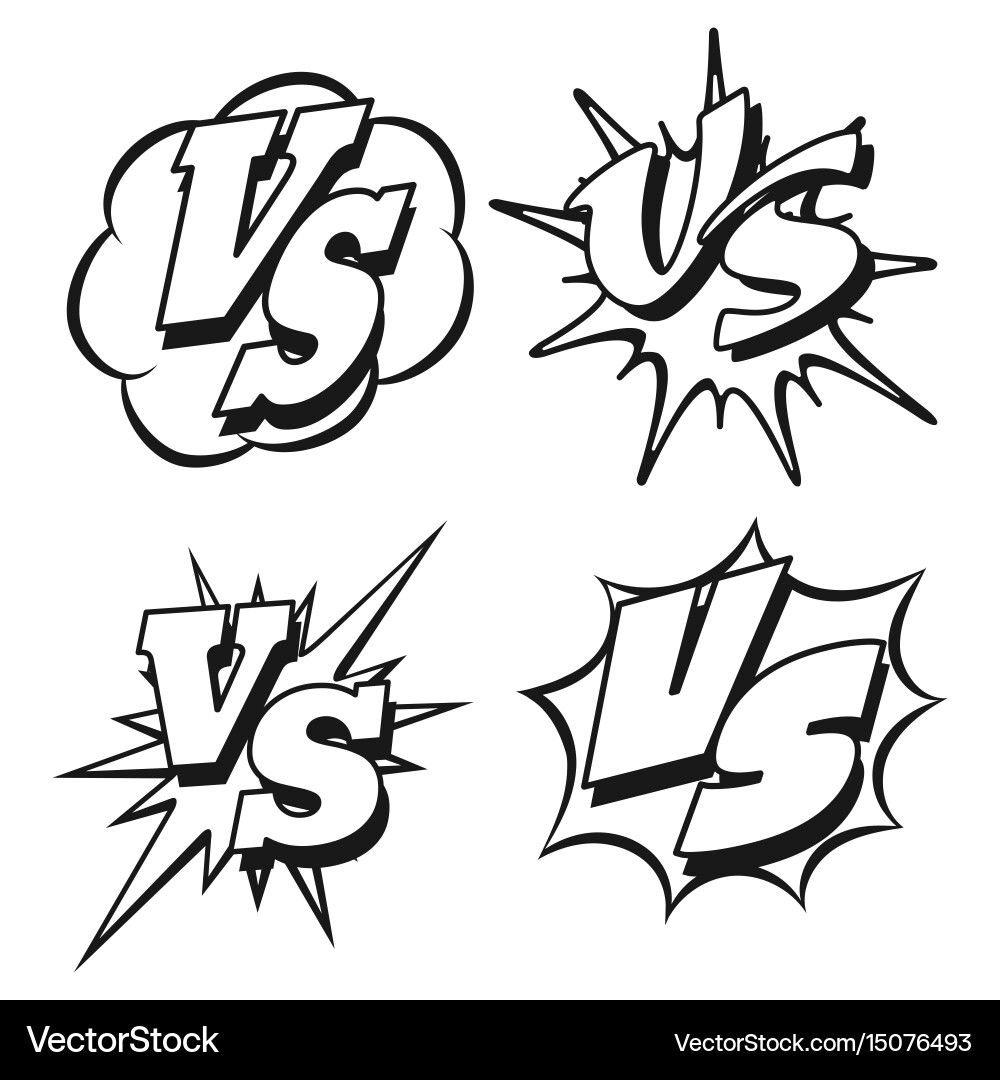 Black and white vs letters patches Royalty Free Vector Image