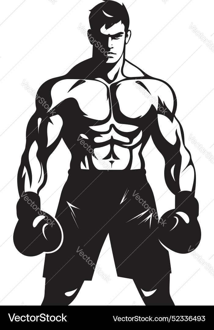 Brawl master black logo punch fury iconic boxer Vector Image