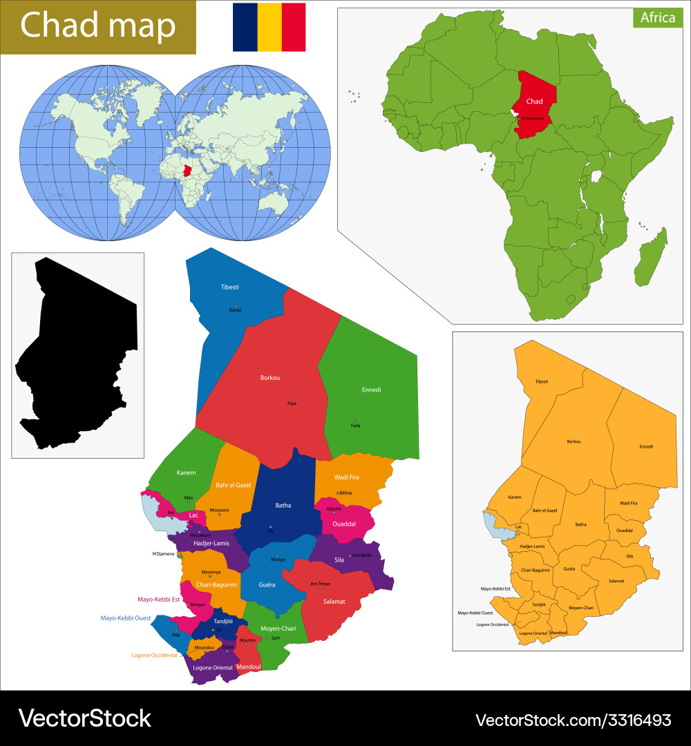 Chad map Royalty Free Vector Image - VectorStock