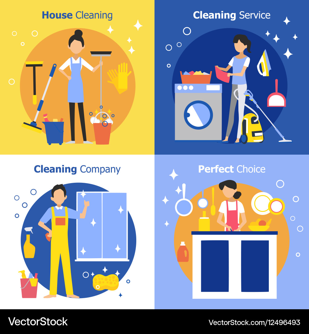 Cleaning people concept Royalty Free Vector Image