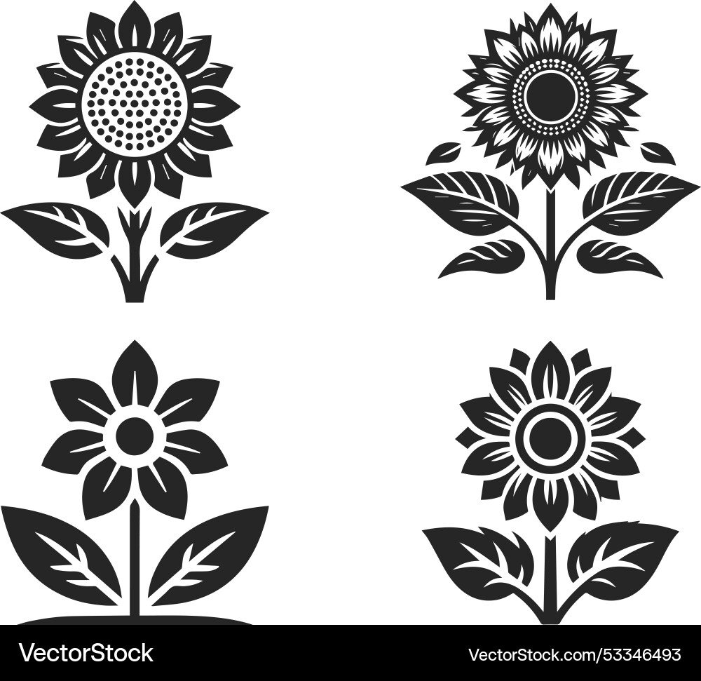 Flowers icon set isolated on transparent Vector Image