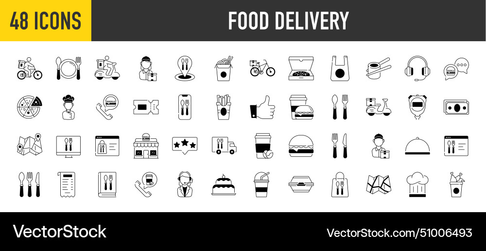 Food delivery icons Royalty Free Vector Image - VectorStock