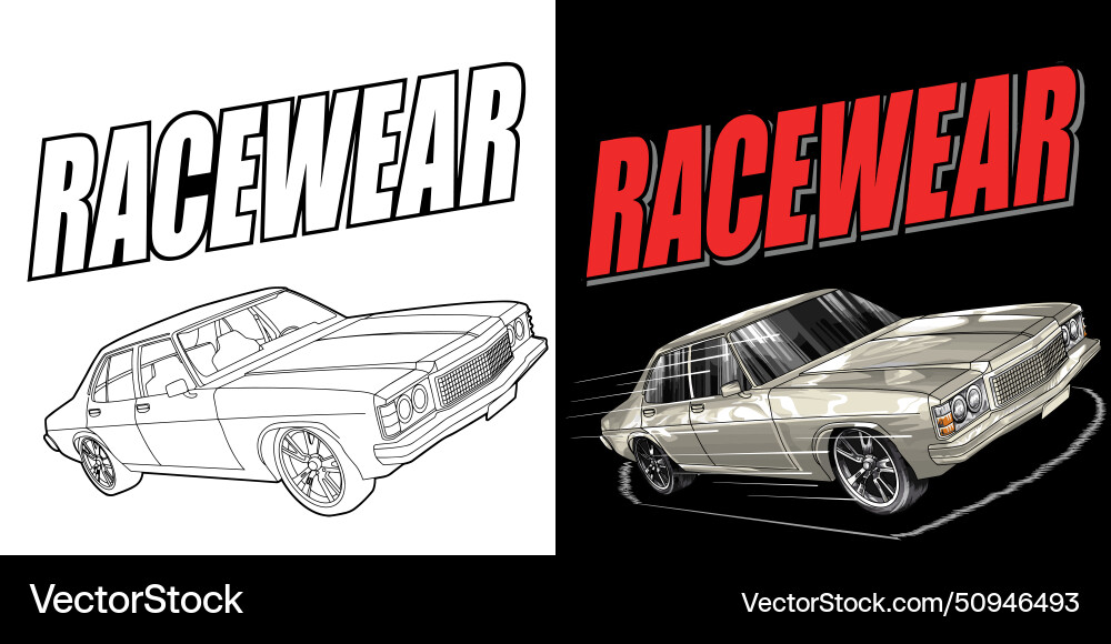 Grey drag racing car with red strip Royalty Free Vector