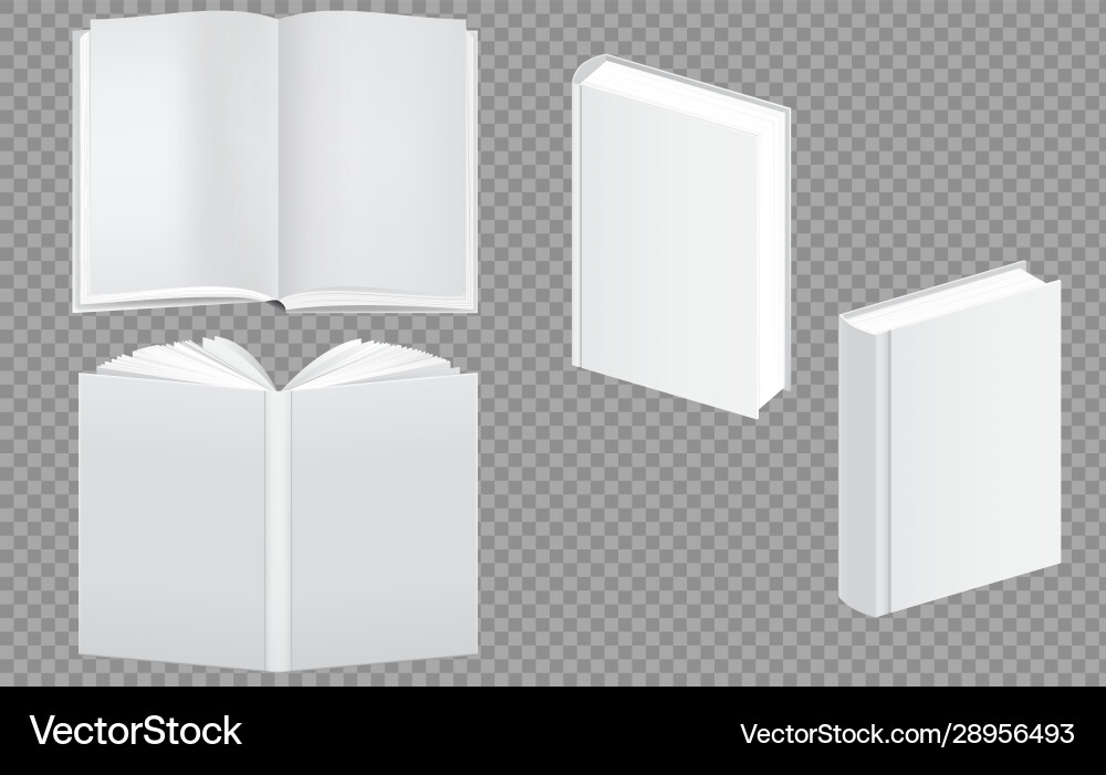 Set blank book cover template closed and open Vector Image