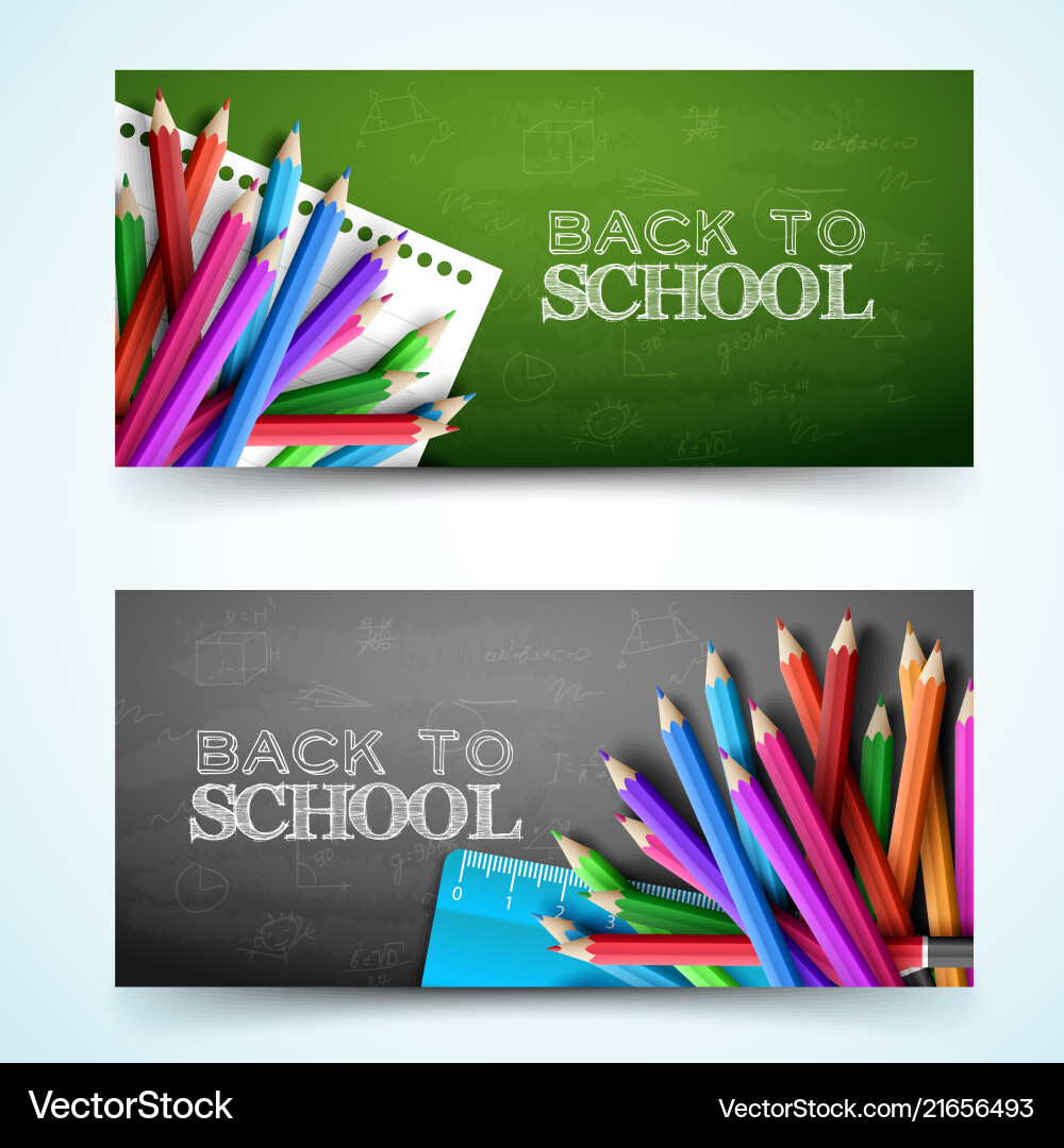 Two school banner set Royalty Free Vector Image