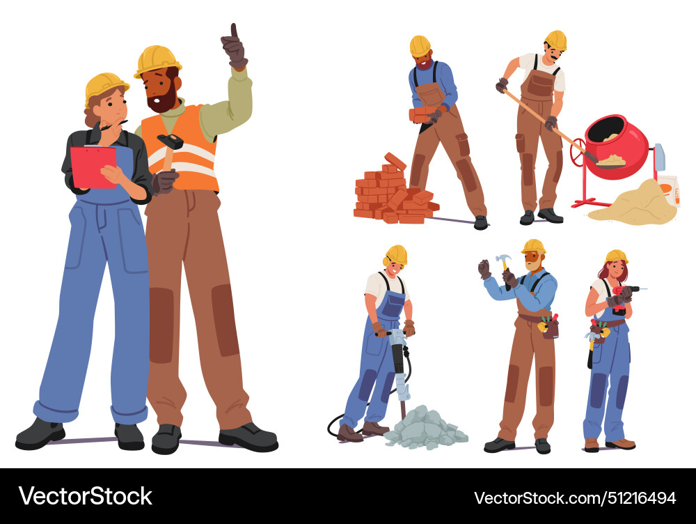Cartoon Hard Working Man with Drill Vector Images (over 120)