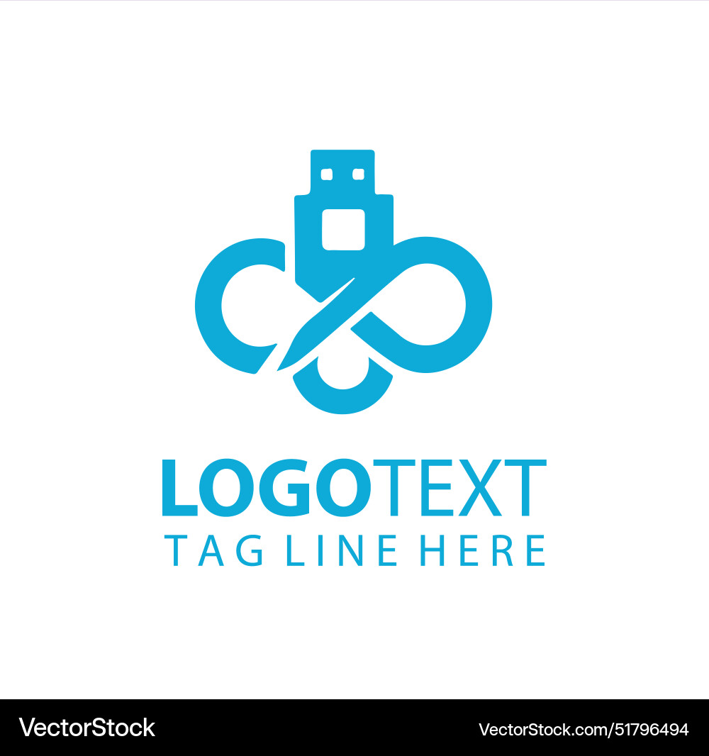 Infinity usb plug logo Royalty Free Vector Image