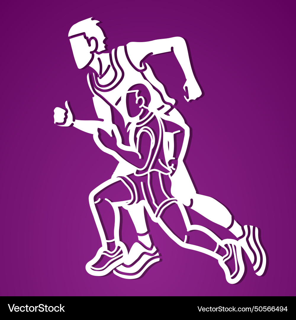 Men running mix action speed movement marathon Vector Image