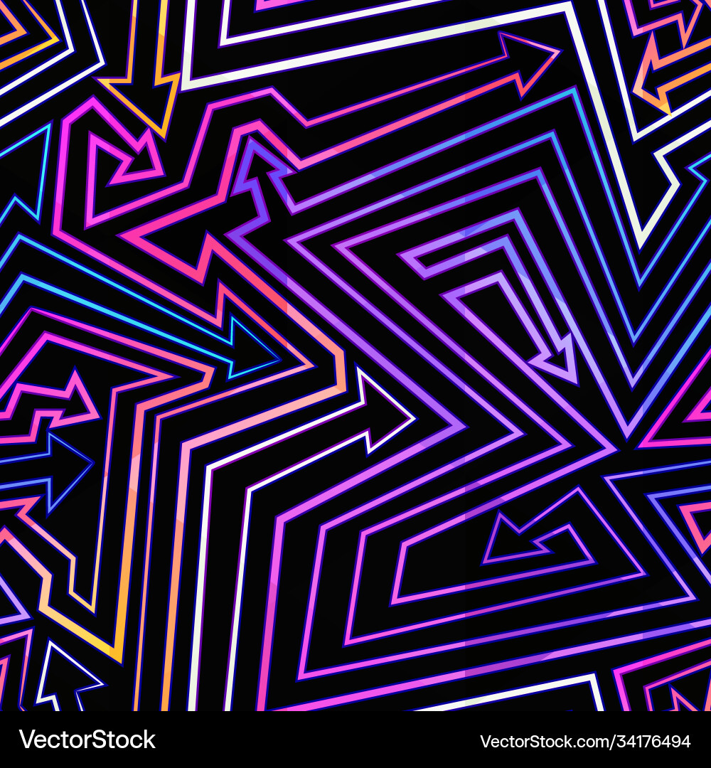 Neon geometric arrows seamless pattern Royalty Free Vector