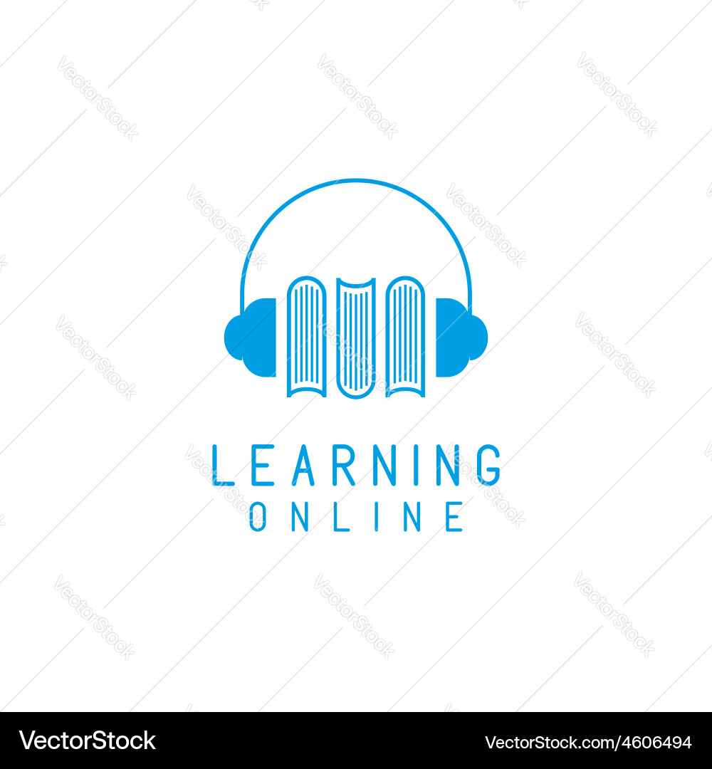 Online language learning logo speaking and books Vector Image